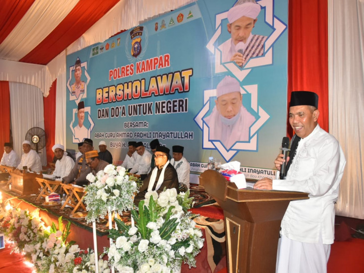 Gelar Bershalawat dan Do'a Bersama Untuk Negeri Dr. Kamsol, MM Apresiasi Polres Kampar ...